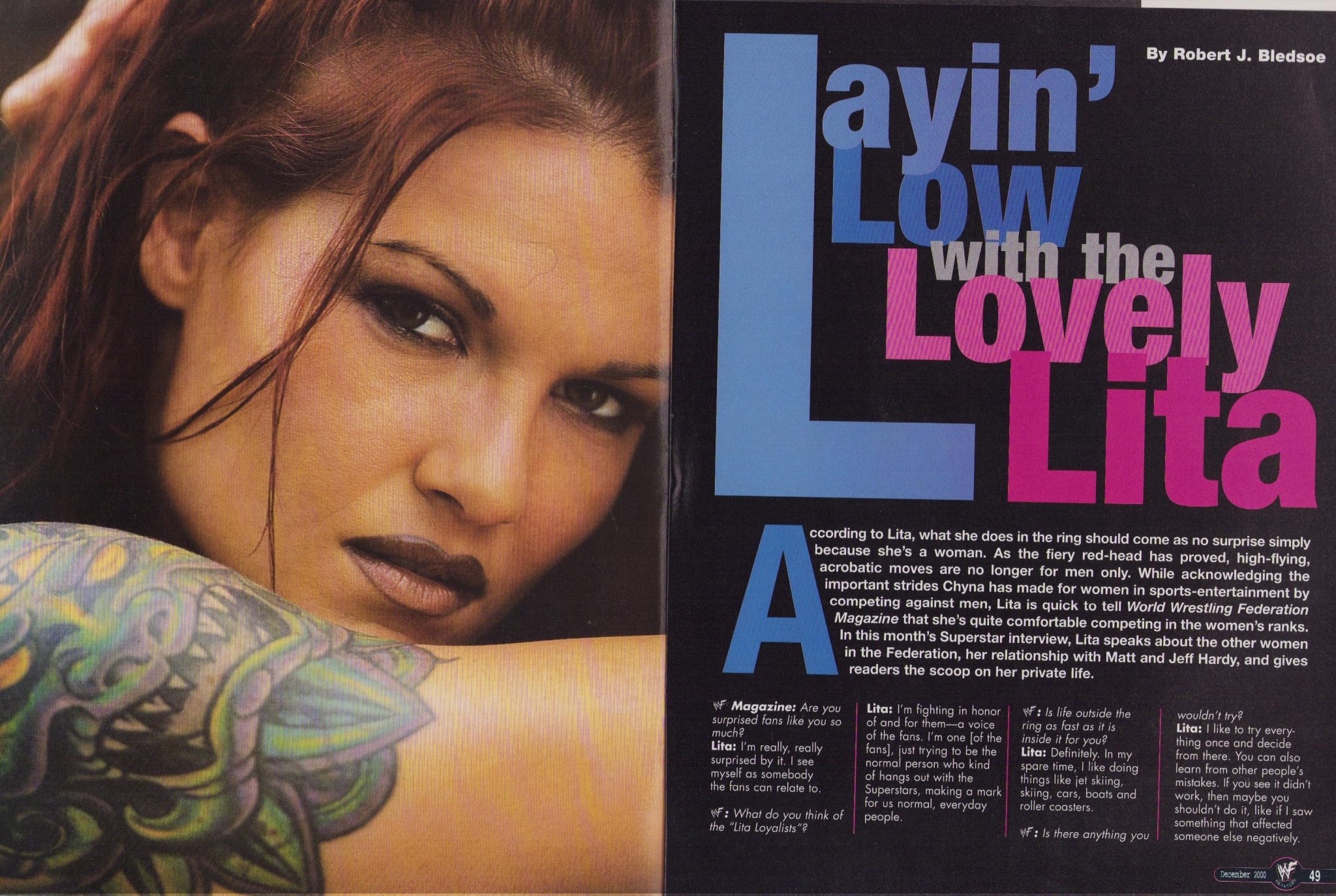 WWF Magazine December 2000 WWE Divas Lita Poster Chris Jericho Benoit ...
