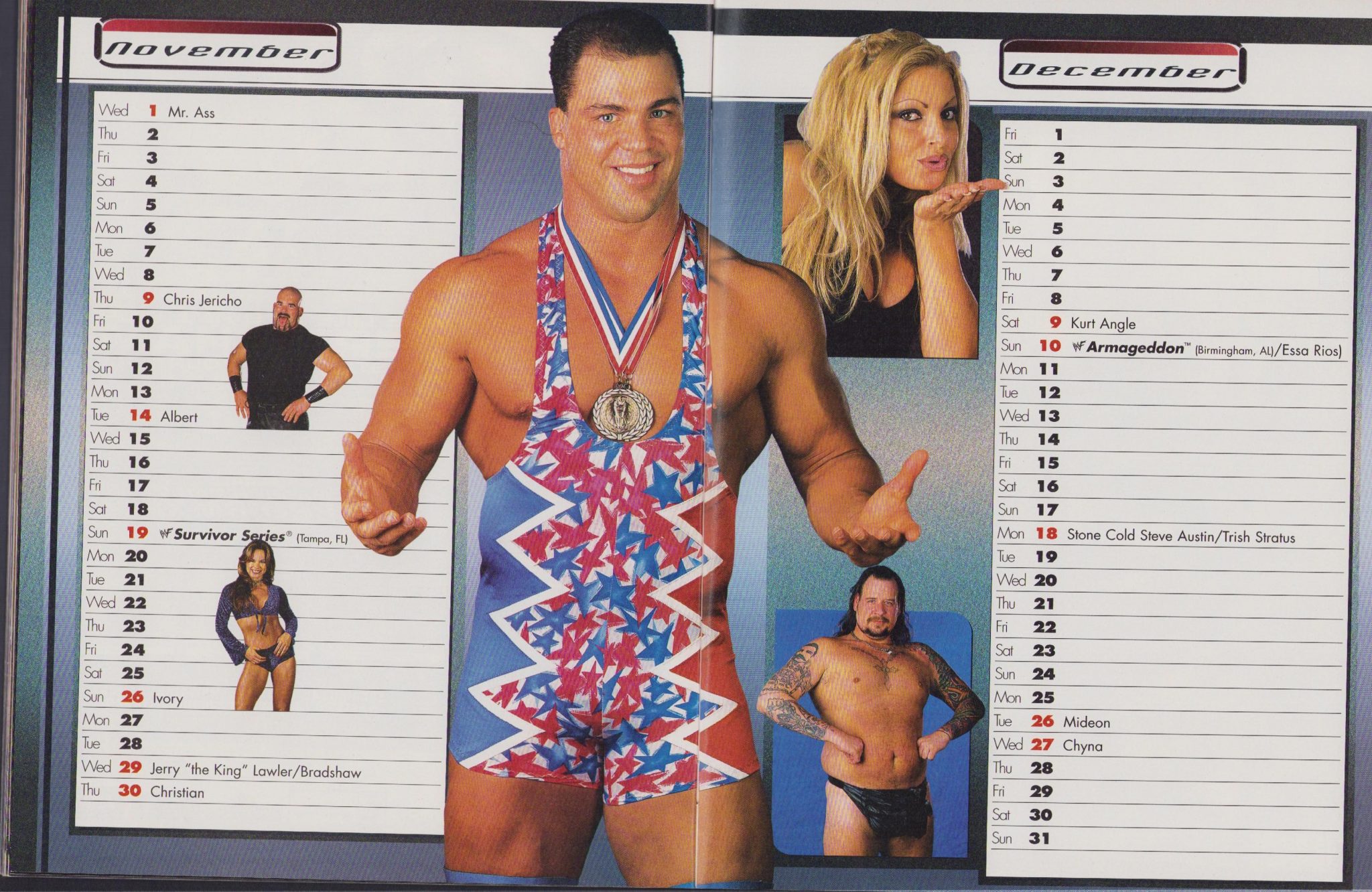 WWF Magazine December 2000 WWE Divas Lita Poster Chris Jericho Benoit ...