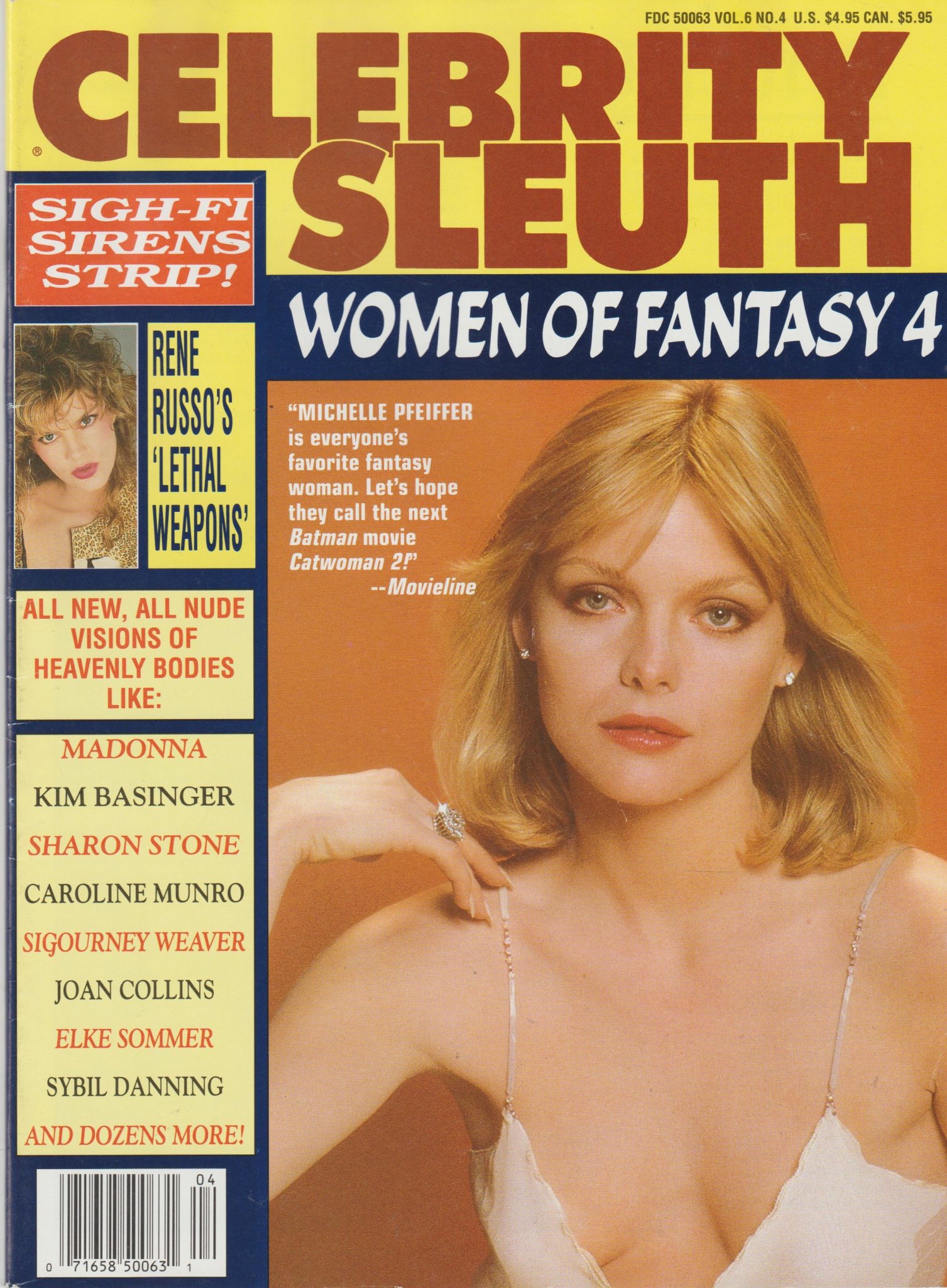 Celebrity Sleuth Vol.6 #4 Women of Fantasy Michelle Pfeiffer Rene Russo Caroline Munro Kim ...