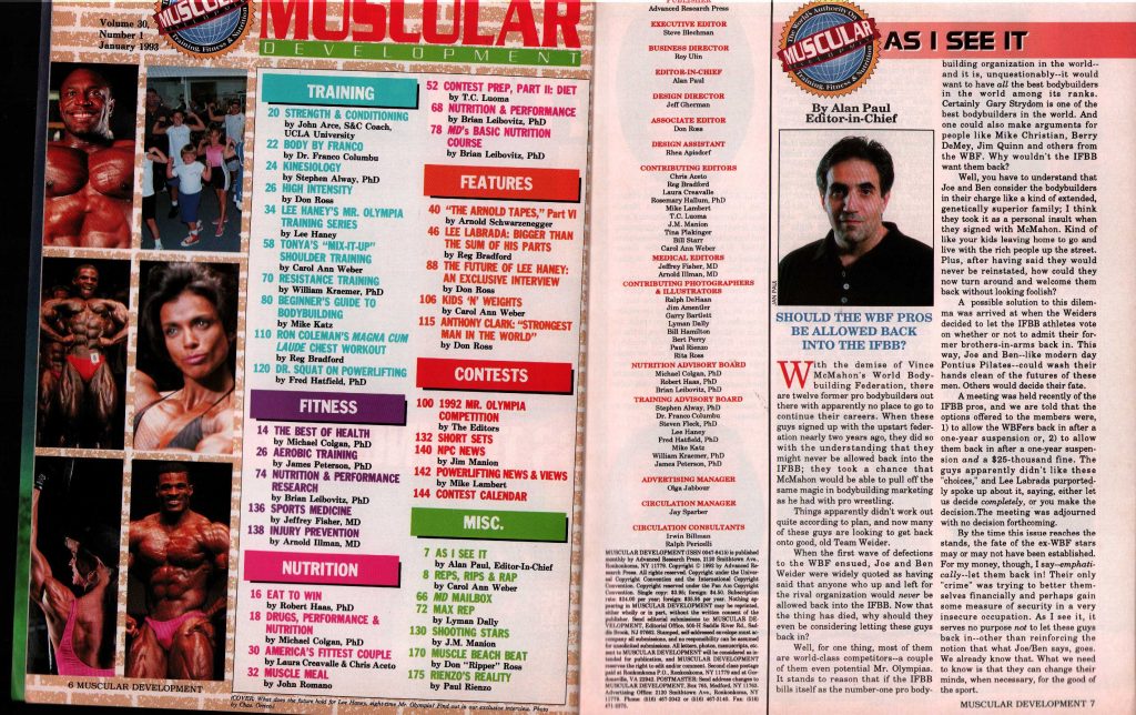 Muscular Development Magazine January 1993 Lee Haney Arnold ...