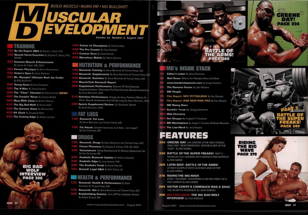 Muscular Development Magazine 08/2007 Evan Centopani Kai Greene Dennis ...